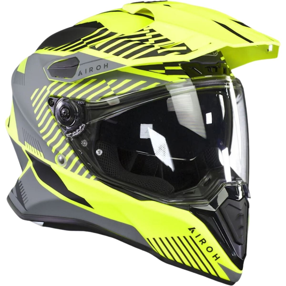 Capacete Airoh Commander Boost Preto/Cinza/Amarelo Fluor Fosco - Grid ...