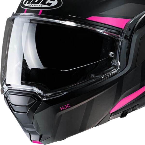 Capacete HJC I100 Beis - Preto/Rosa/Cinza Chumbo (Articulado) - Grid Motors