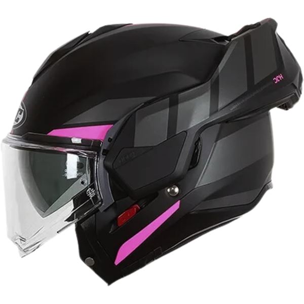 Capacete HJC I100 Beis - Preto/Rosa/Cinza Chumbo (Articulado) - Grid Motors