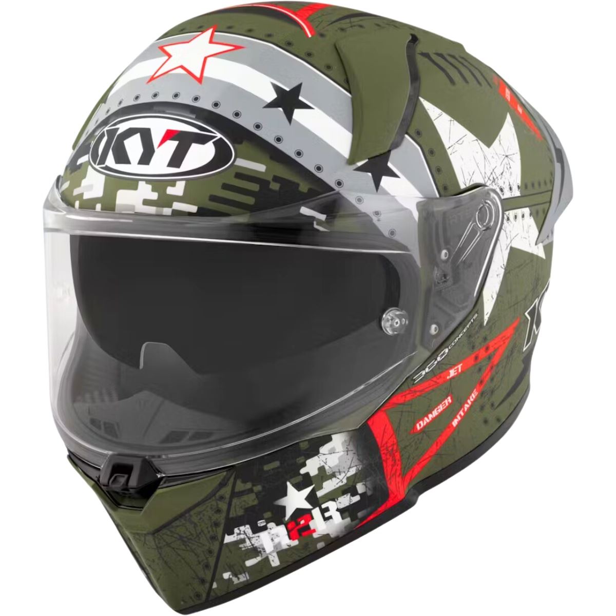 Capacete KYT R2R Assault - Verde Fosco - Grid Motors