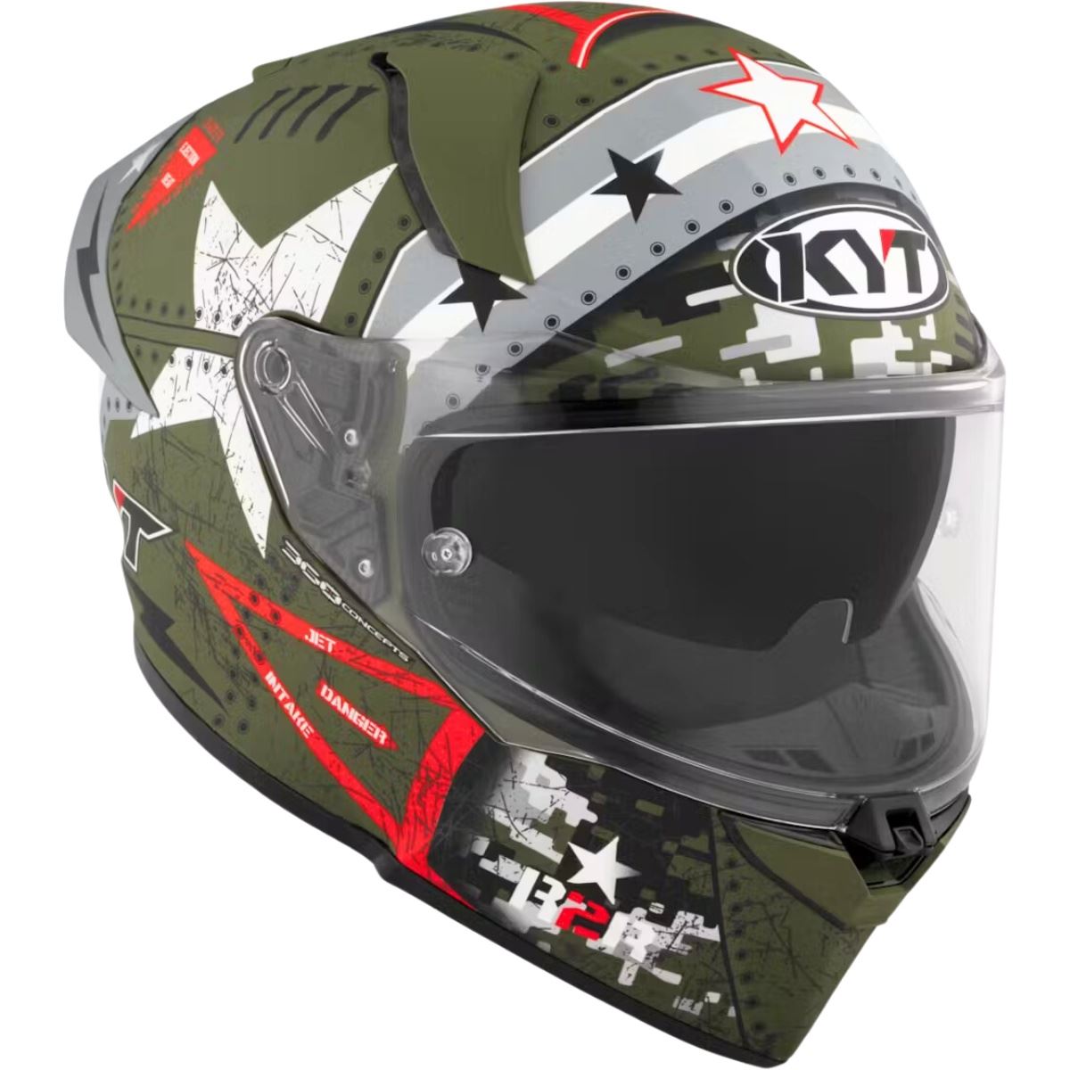 Capacete KYT R2R Assault - Verde Fosco - Grid Motors