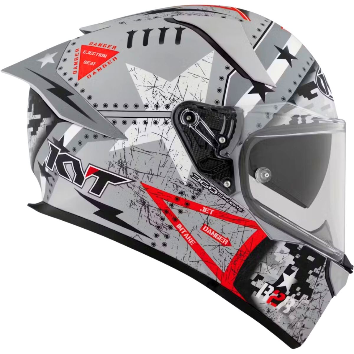 Capacete KYT R2R Assault - Cinza Fosco - Grid Motors