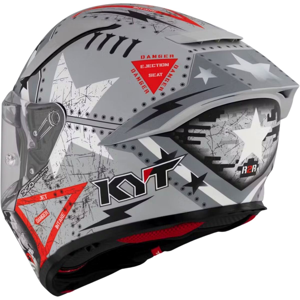 Capacete KYT R2R Assault - Cinza Fosco - Grid Motors