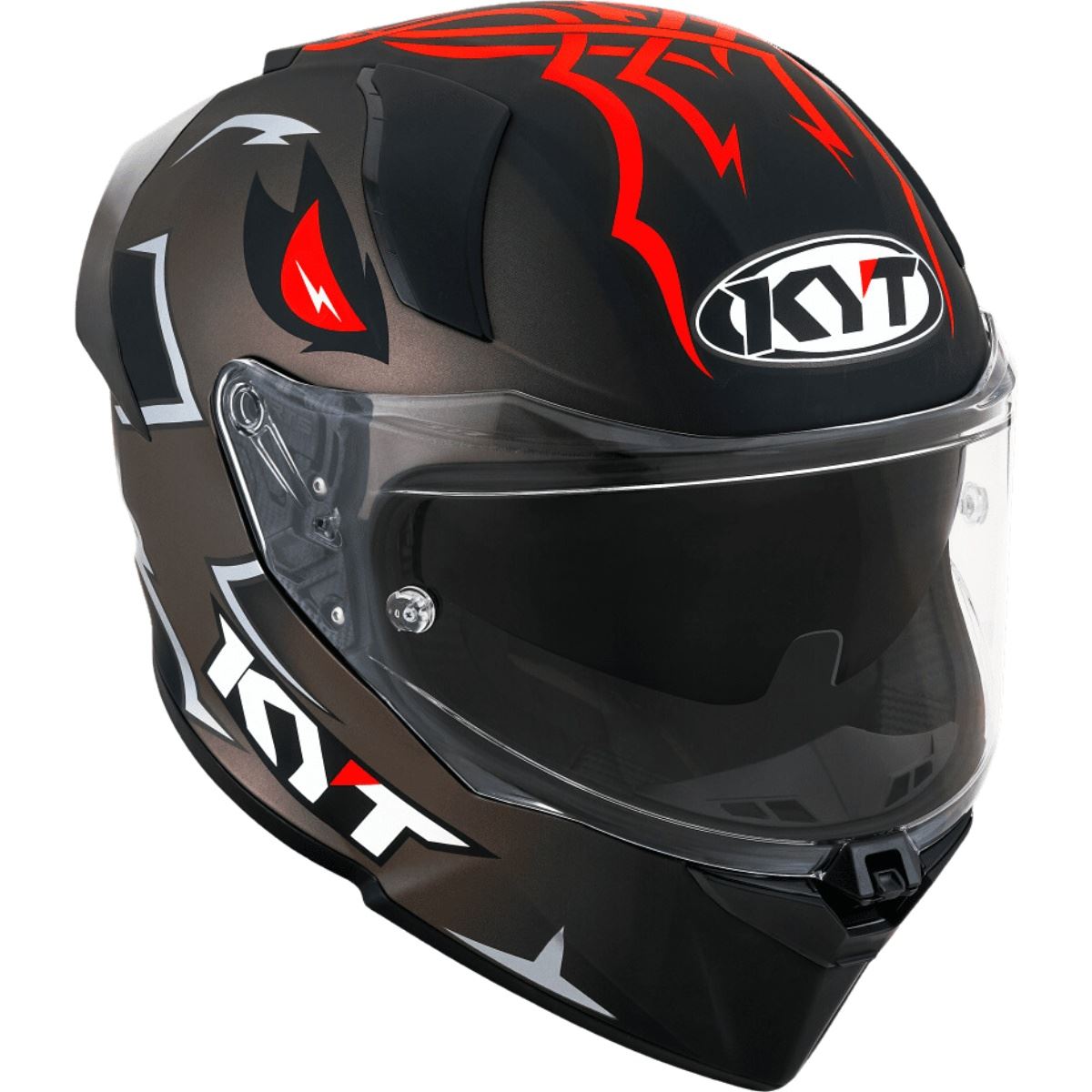 Capacete KYT R2R Fury 29 - Preto/Cinza/Vermelho Fosco - Grid Motors