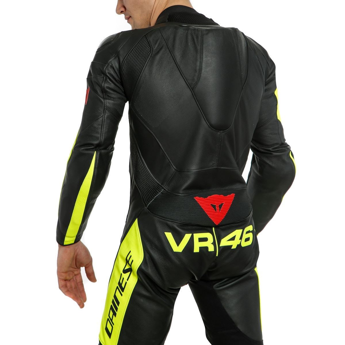 Macacão Dainese Pro VR46 Tavullia Perfurado 1 Peça - Preto/Amarelo ...