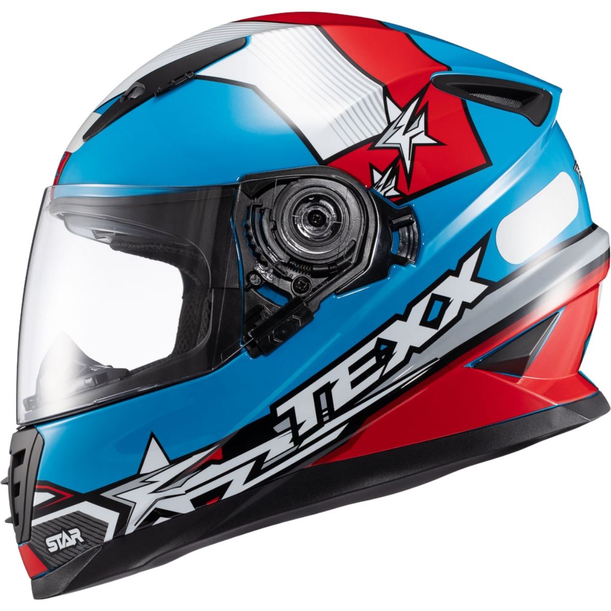 Capacete Texx Wing Superstar - Azul/Vermelho/Branco - Grid Motors