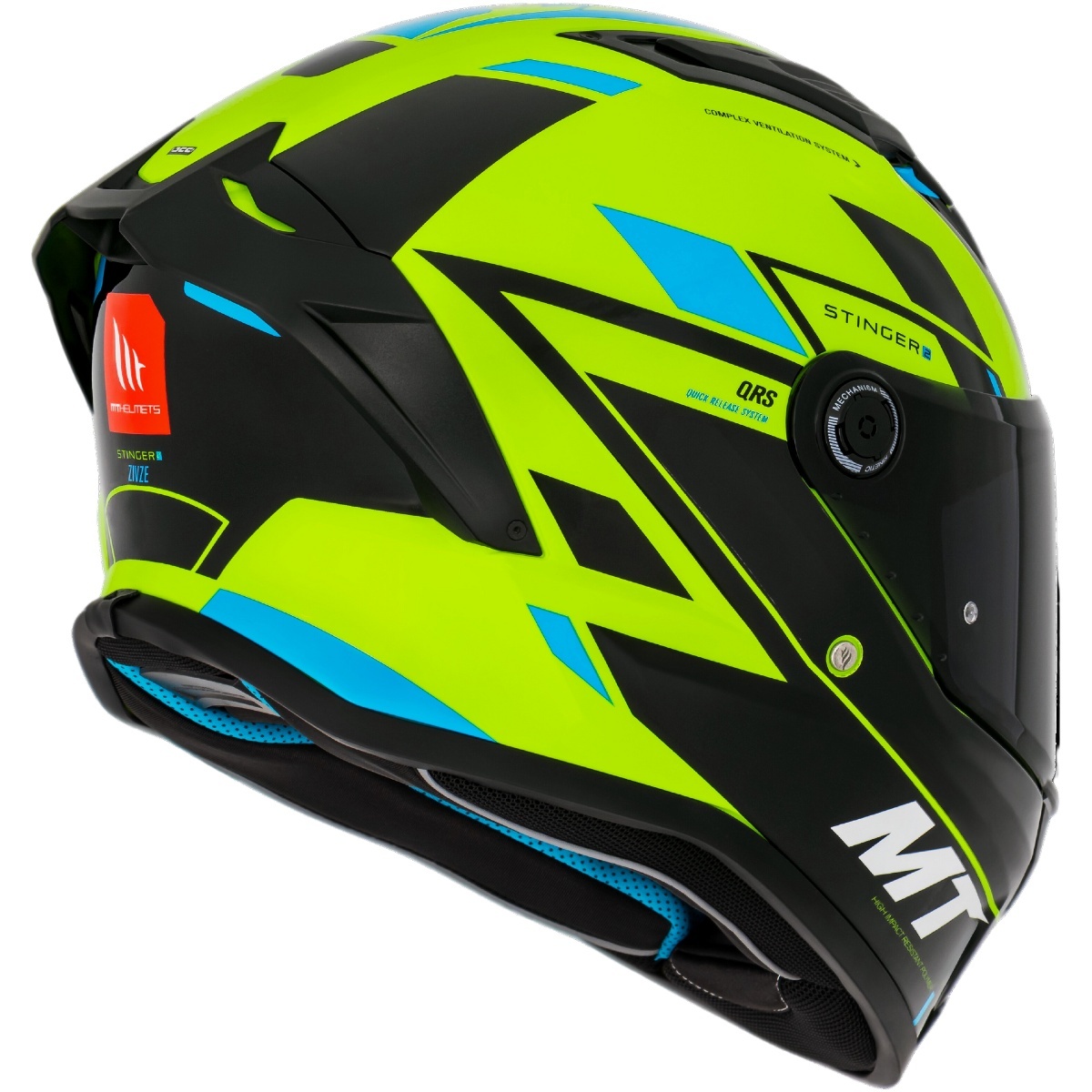 Capacete MT Stinger 2 Zivze C3 - Preto/Amarelo Fluor - Grid Motors