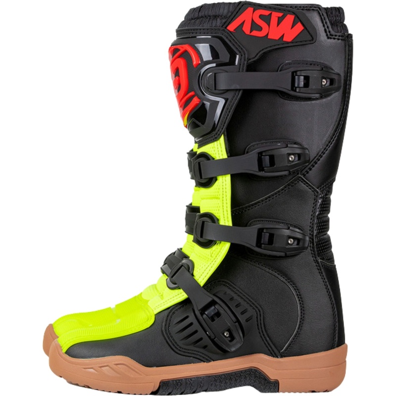 Bota ASW Image Enduro - Preto/Vermelho/Amarelo Fluor - Grid Motors