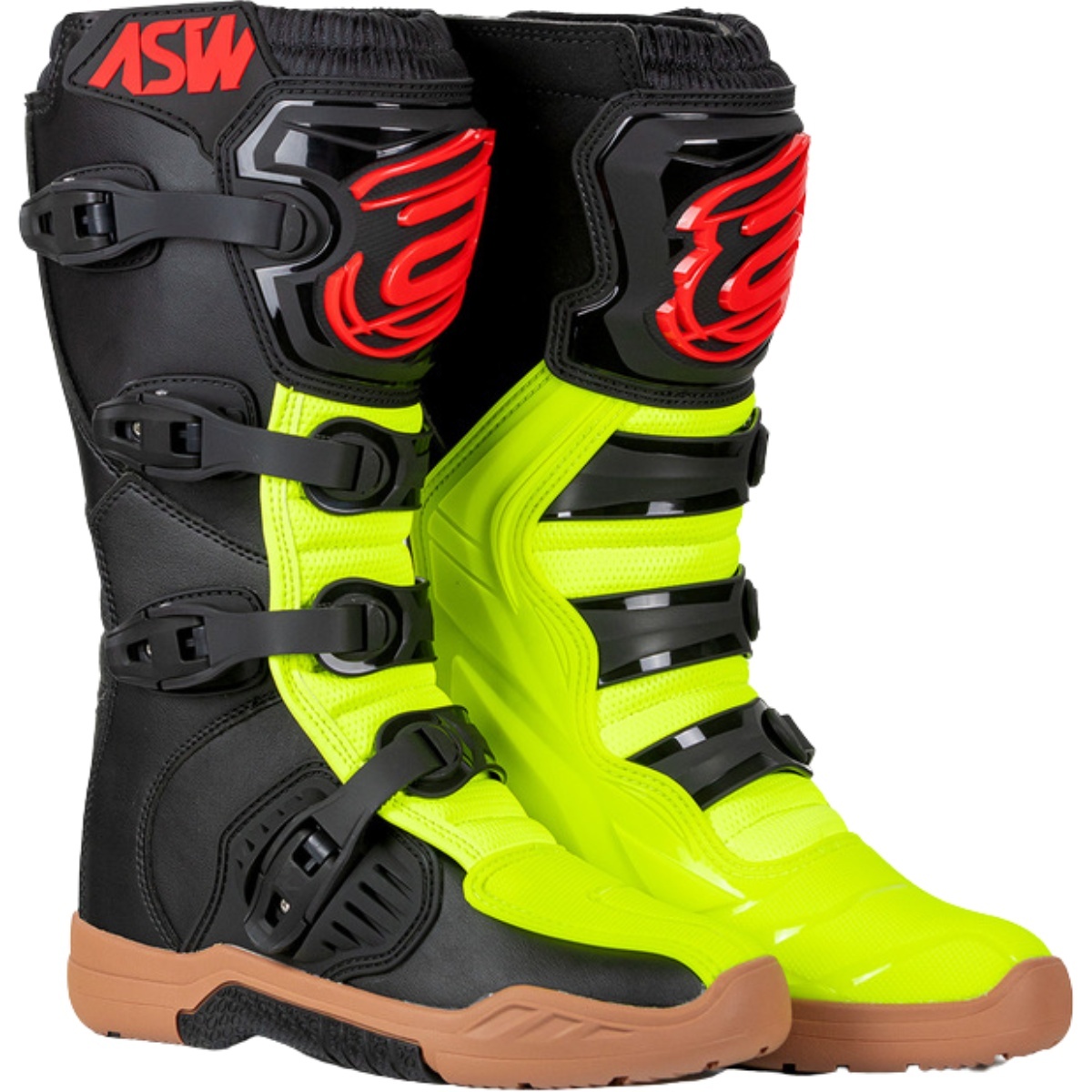 Bota ASW Image Enduro - Preto/Vermelho/Amarelo Fluor - Grid Motors