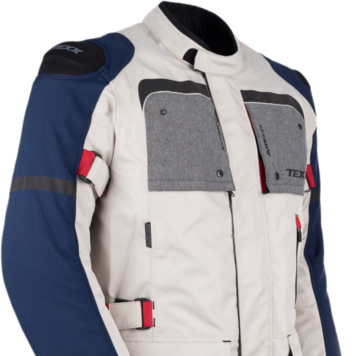 Jaqueta Texx Armor Branco/Azul/Vermelho/Cinza - Grid Motors