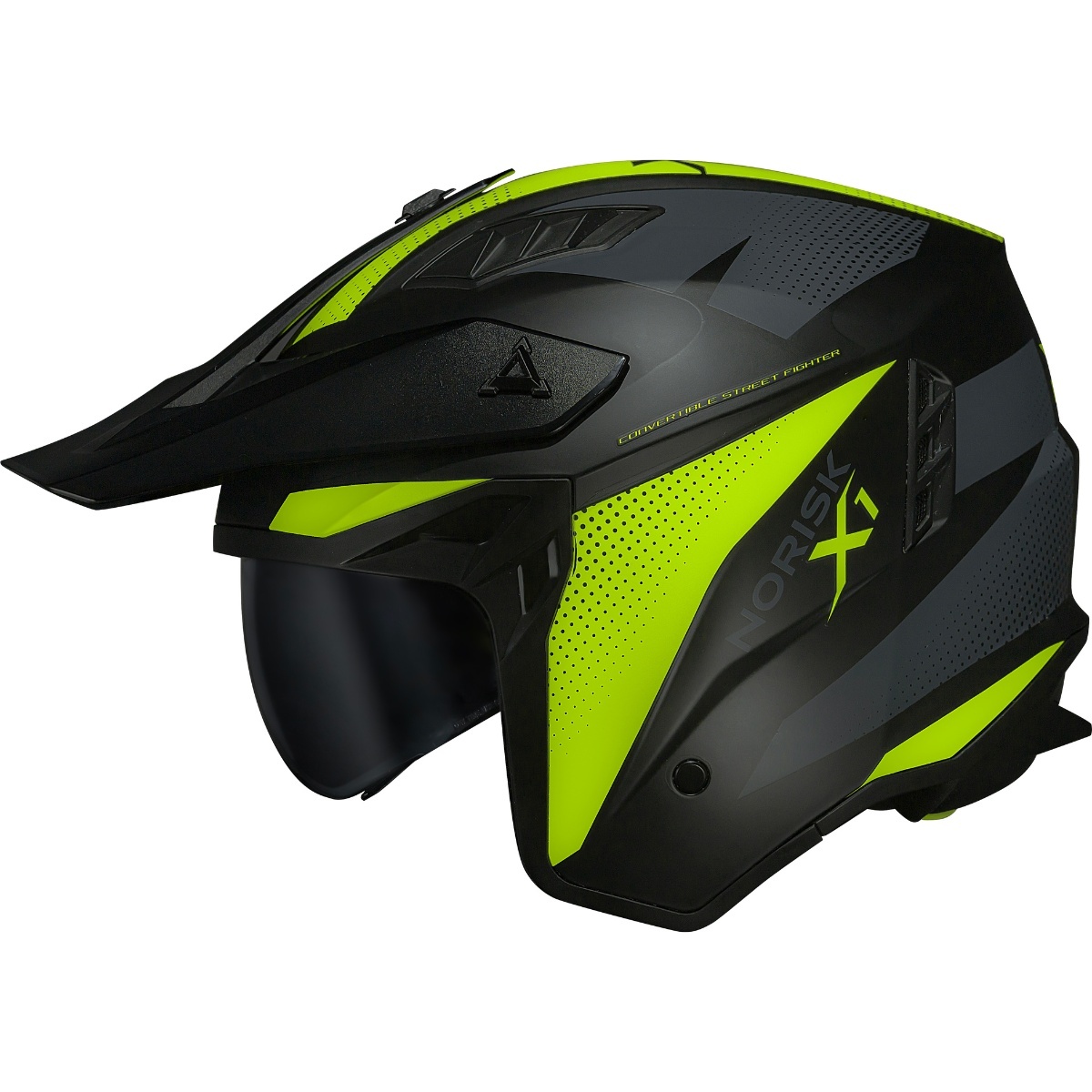 Capacete Norisk Darth 2 X1 - Preto/Amarelo Fluor (4 em 1) - Grid Motors
