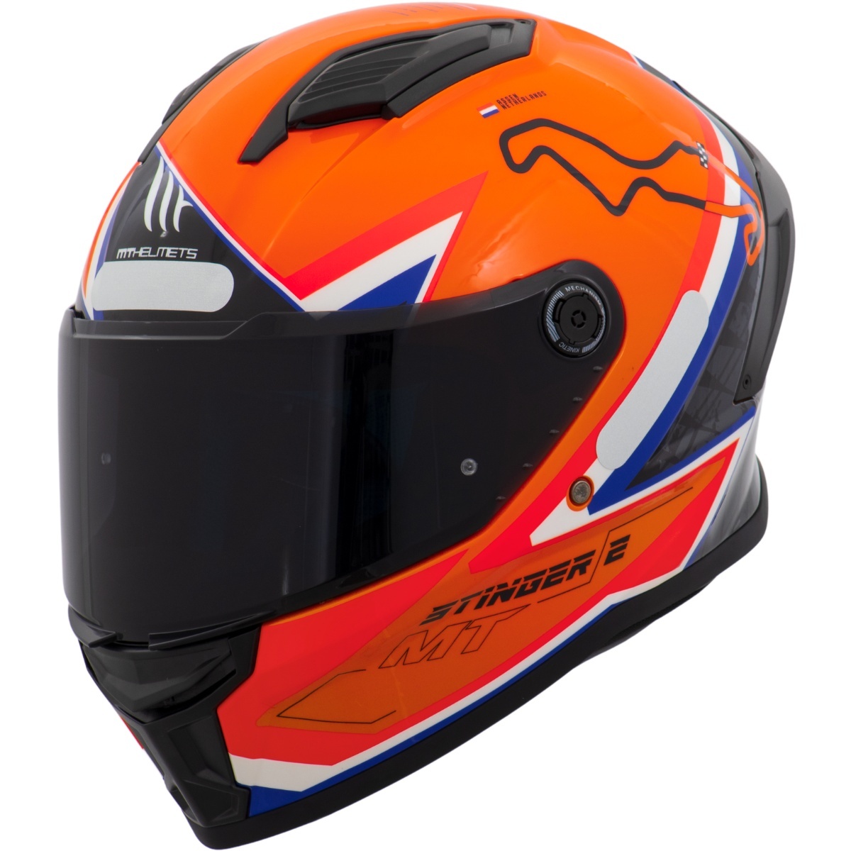 Capacete MT Stinger 2 Grand Prix Holanda C4 - Laranja/Preto - Grid Motors