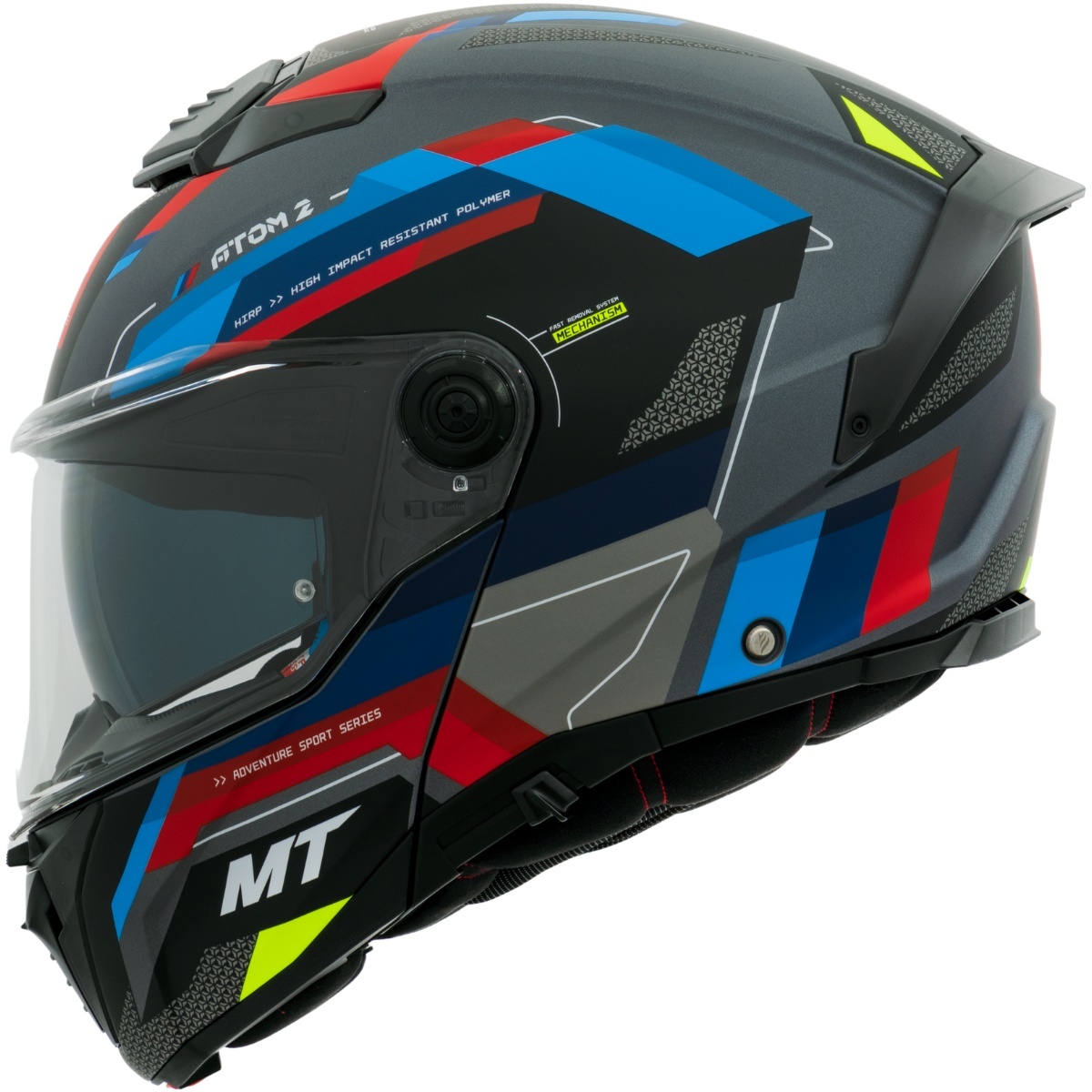 Capacete MT Atom 2 SV Bast A2 - Cinza Fosco (Articulado) - Grid Motors