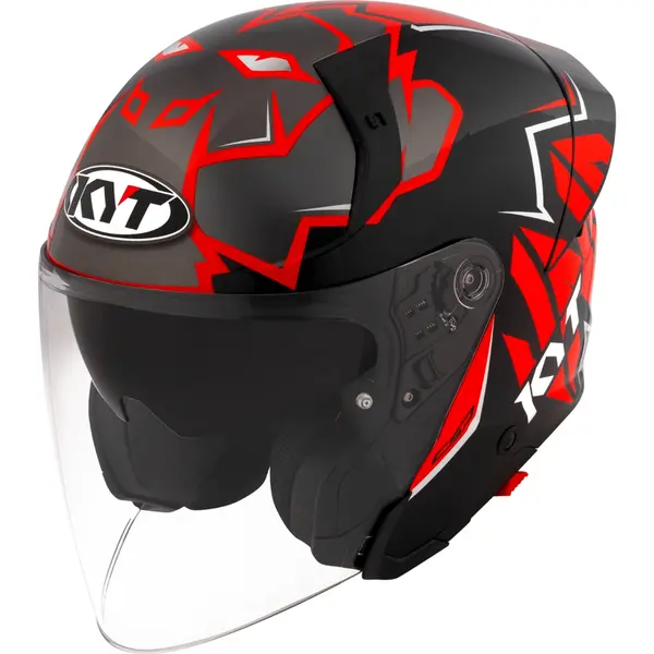 Capacete KYT TTR-JET Bulega 2021 - Preto/Vermelho (Aberto) - Grid Motors
