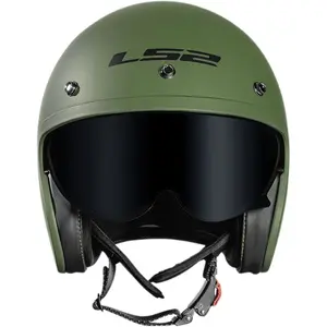 Capacete LS2 OF599 Spitfire Retro - Preto/Verde Militar - Grid Motors