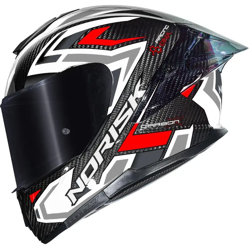 Capacete Norisk Carbon R Spot - Branco/Prata - Grid Motors