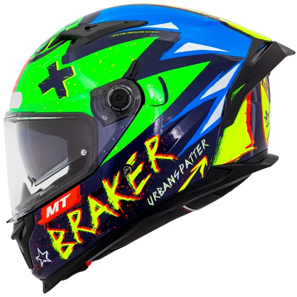 Capacete MT Braker SV Urbanspatter C6 - Verde Fluor - Grid Motors