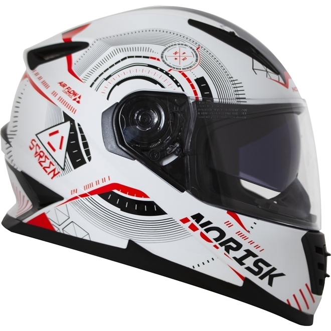 Capacete Norisk FF302 Screen Branco/Preto/Vermelho (Viseira Solar ...