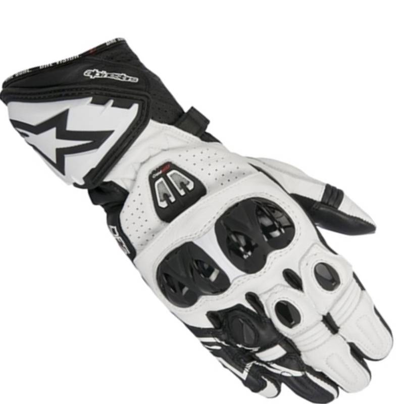 Luva Alpinestars GP Pro R2 Branco/Preto (Couro) - Grid Motors