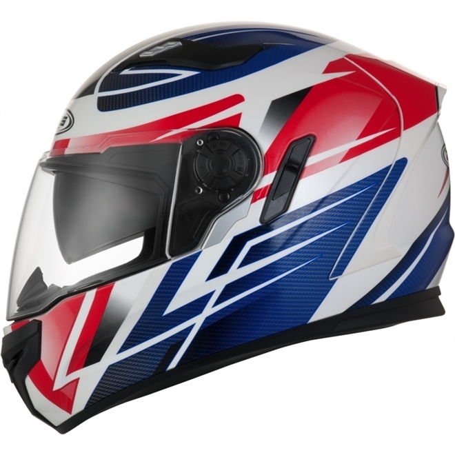 Capacete Zeus 813 Track Pearl Branco/Azul Brilho - Grid Motors