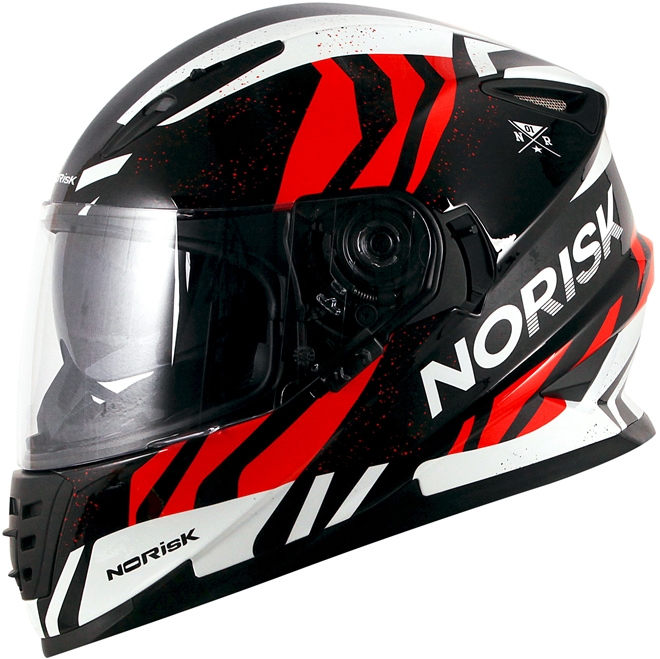 Capacete Norisk FF302 Jungle (Viseira Solar) Preto/Branco/Vermelho ...