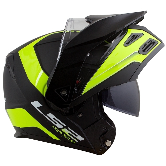 Capacete LS2 Metro Evo FF324 Articulado Rapid Preto Fosco/Amarelo ...