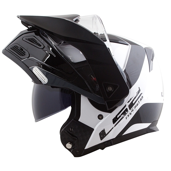 Capacete LS2 Metro Evo FF324 Articulado Rapid Branco/Preto Brilho ...