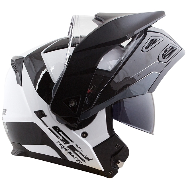 Capacete LS2 Metro Evo FF324 Articulado Rapid Branco/Preto Brilho ...