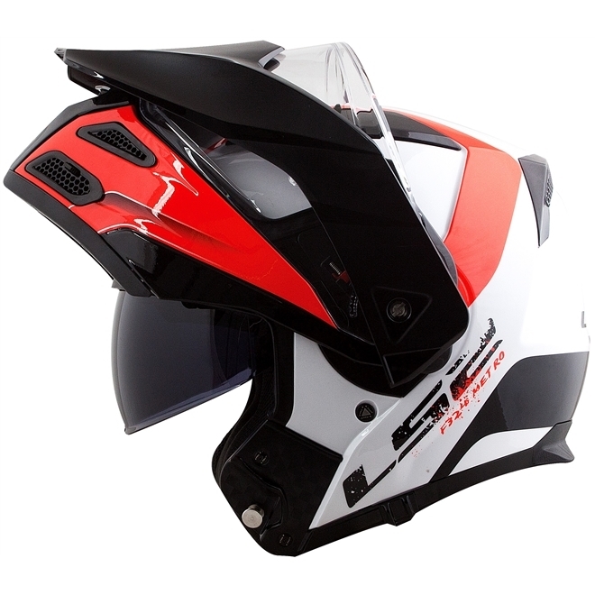 Capacete LS2 Metro Evo FF324 Articulado Rapid Branco/Vermelho Brilho ...