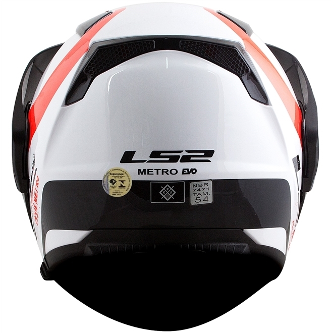 Capacete LS2 Metro Evo FF324 Articulado Rapid Branco/Vermelho Brilho ...