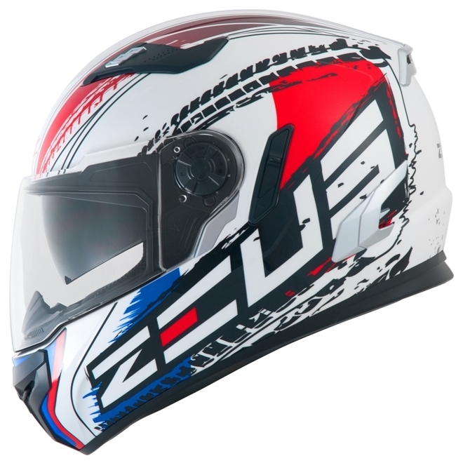 Capacete Zeus 813 Special Edition Flag France Branco/Vermelho Brilho ...