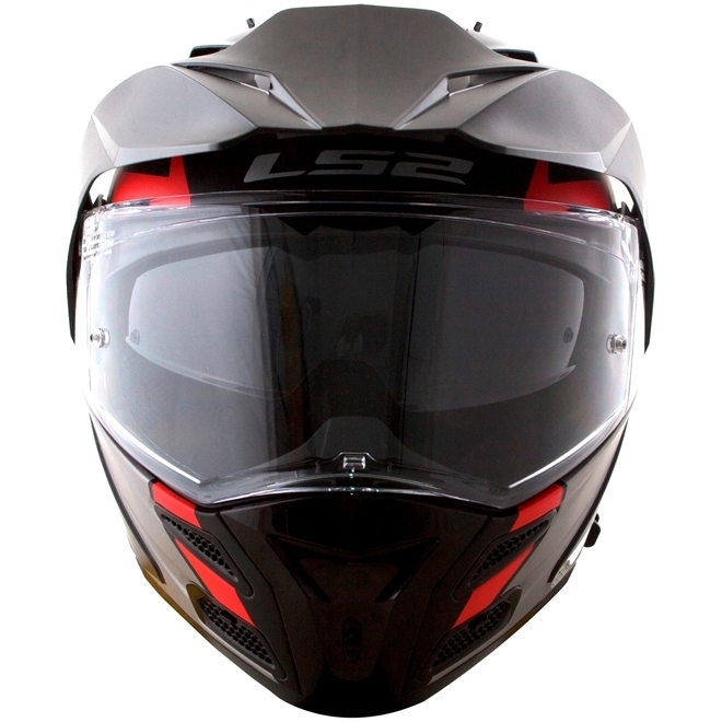Capacete LS2 Metro Evo FF324 Articulado Sub Preto/Cinza/Vermelho Brilho ...