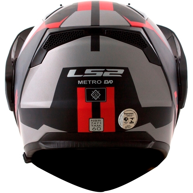 Capacete LS2 Metro Evo FF324 Articulado Sub Preto/Cinza/Vermelho Brilho ...