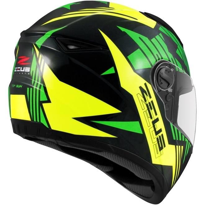 Capacete Zeus 811 Evo Top Gun Preto/Verde Brilho - Grid Motors
